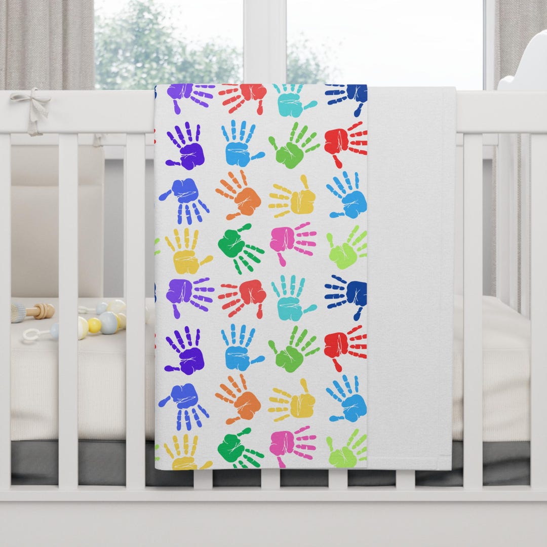 Baby Blanket, Colorful Handprint Baby Blanket, Perfect New Baby Gift ...