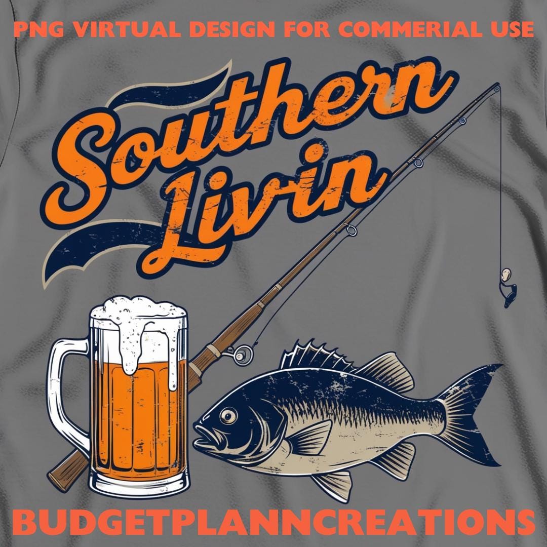 Southern Style Fishing Beer Design Downloadable Png | Fishing Png ...