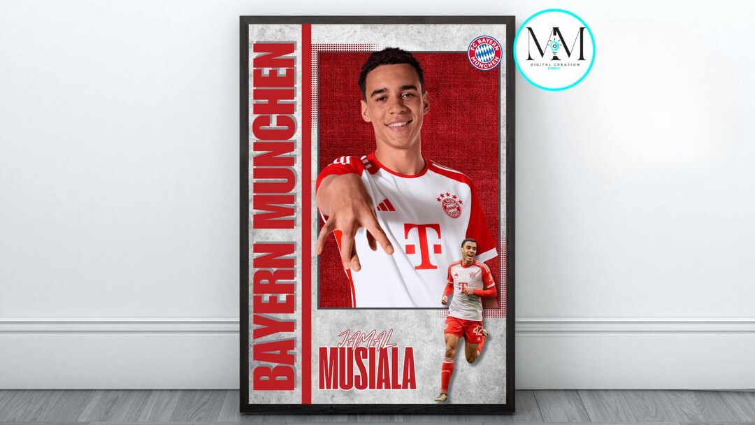 Yamal MUSIALA Poster, Bayern Munich, Football Print, Soccer Poster ...