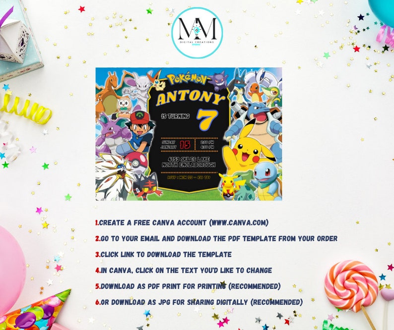 Editable Pokemon Birthday Invitation / Pokemon Birthday Invitation ...