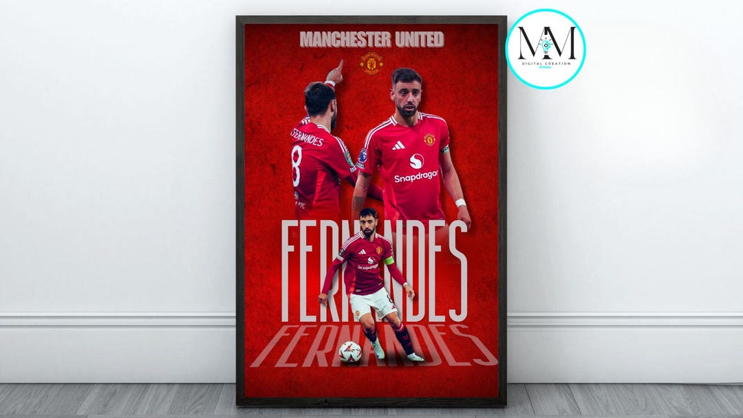 Bruno Fernandes Poster, Manchester United, Football Gift, Sports Poster ...