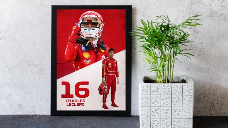 Charles Leclerc Poster, Ferrari F1 Poster , Art Printable, F1, Digital ...