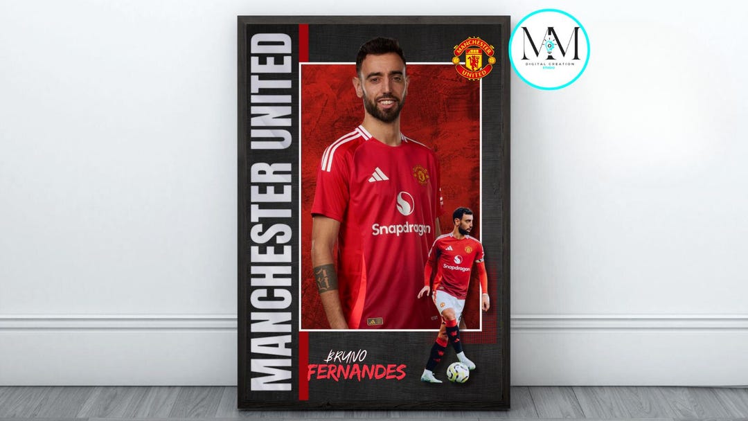 Bruno Fernandes Poster, Manchester United, Football Gift, Sports Poster ...