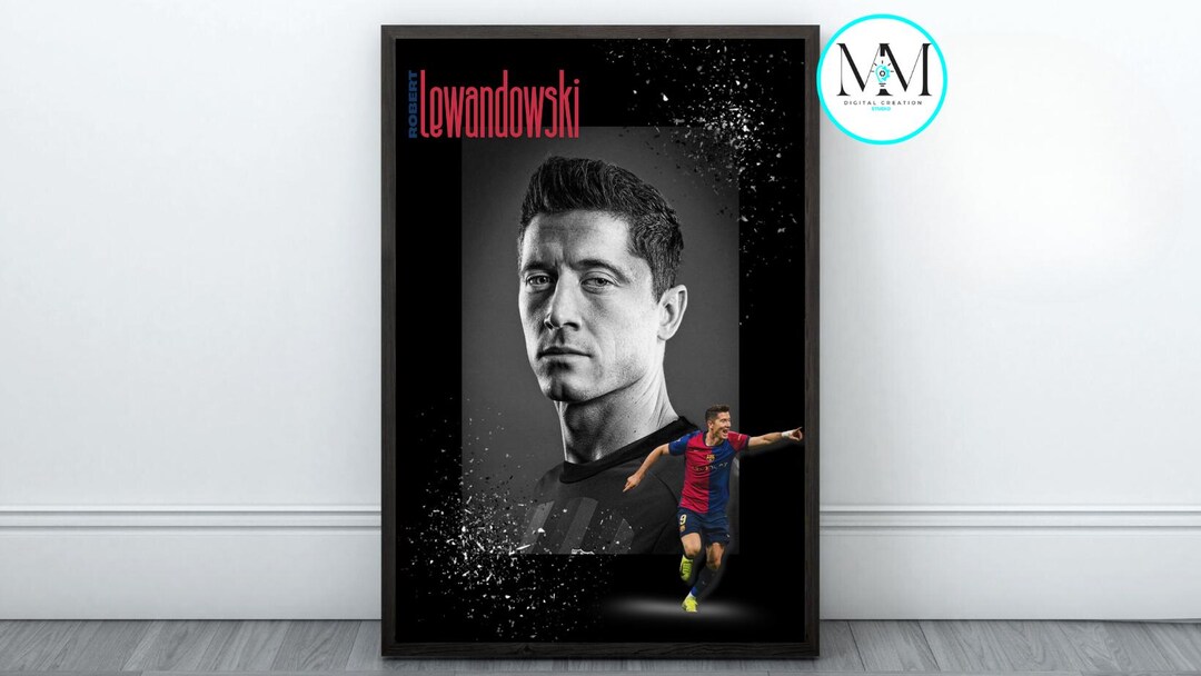Robert Lewandowski POSTER, Barcelona Football Print, Sports Poster ...