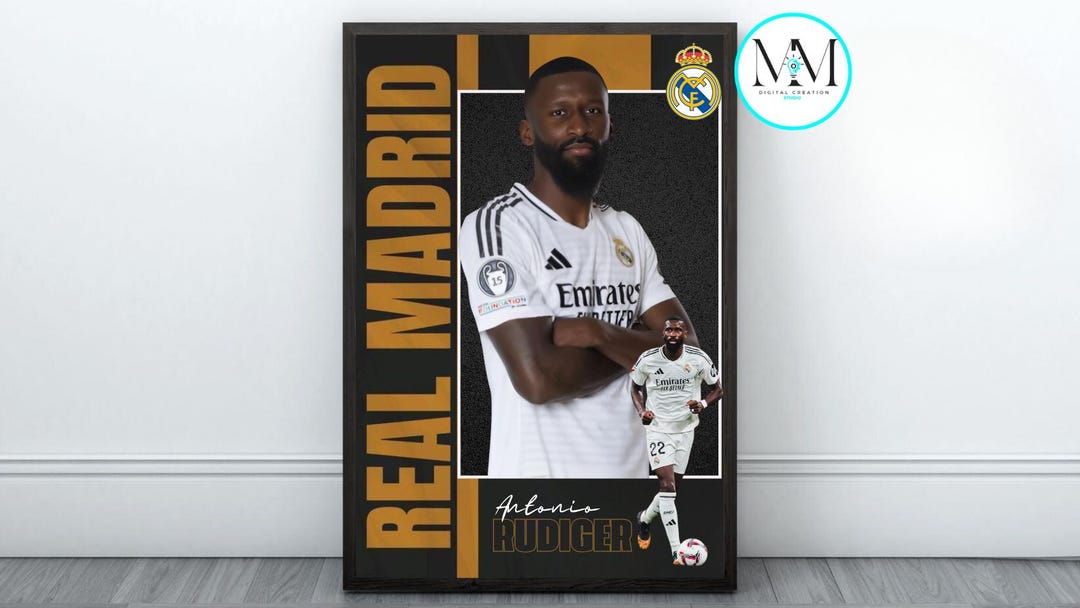 Antonio Rüdiger Poster, Real Madrid Poster, Rudiger Art Print, Gift ...