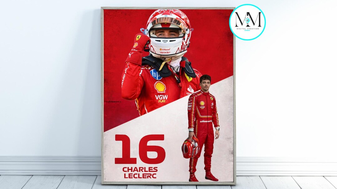 Charles Leclerc Poster, Ferrari F1 Poster , Art Printable, F1, Digital ...
