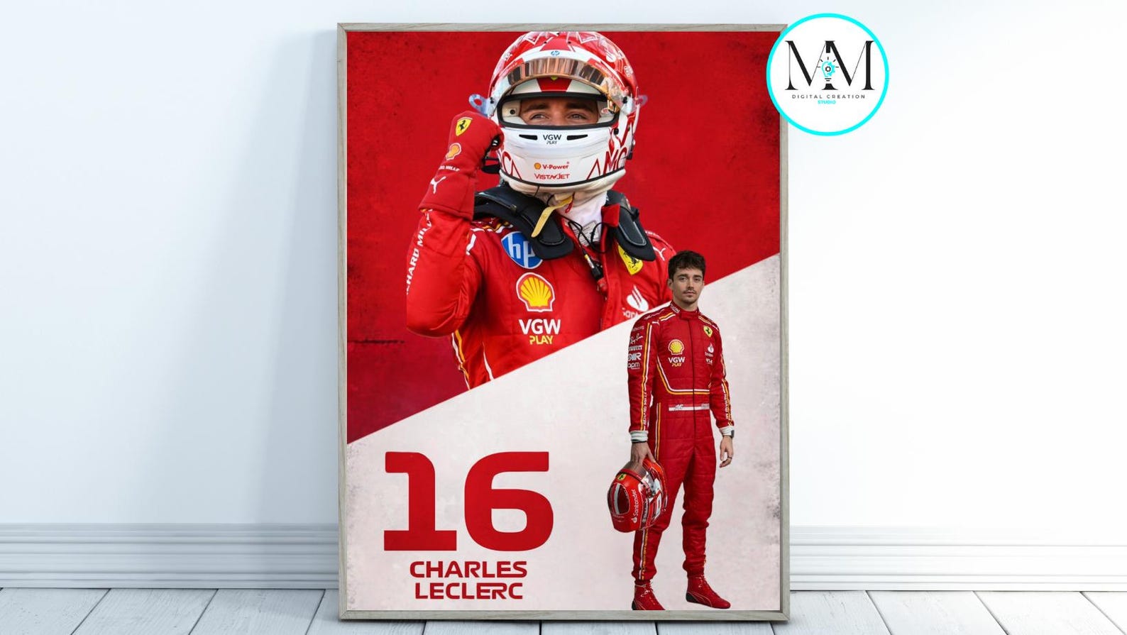 Charles Leclerc Poster, Ferrari F1 Poster , Art Printable, F1, Digital ...