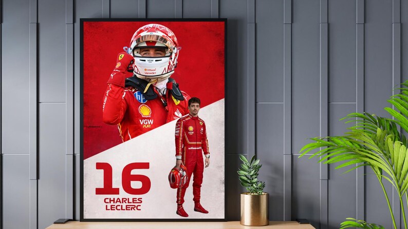 Charles Leclerc Poster, Ferrari F1 Poster , Art Printable, F1, Digital ...