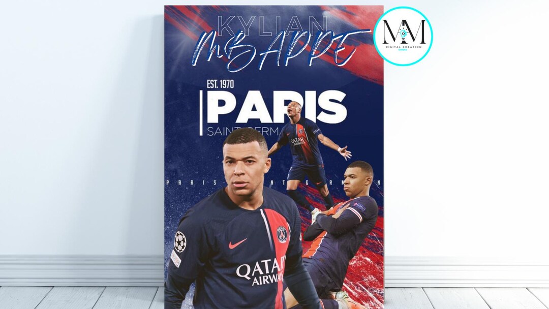 Kylian Mbappe Poster, Paris Saint Germain, PSG, Digital Download ...