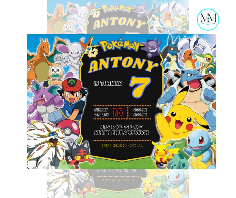 Editable Pokemon Birthday Invitation / Pokemon Birthday Invitation ...