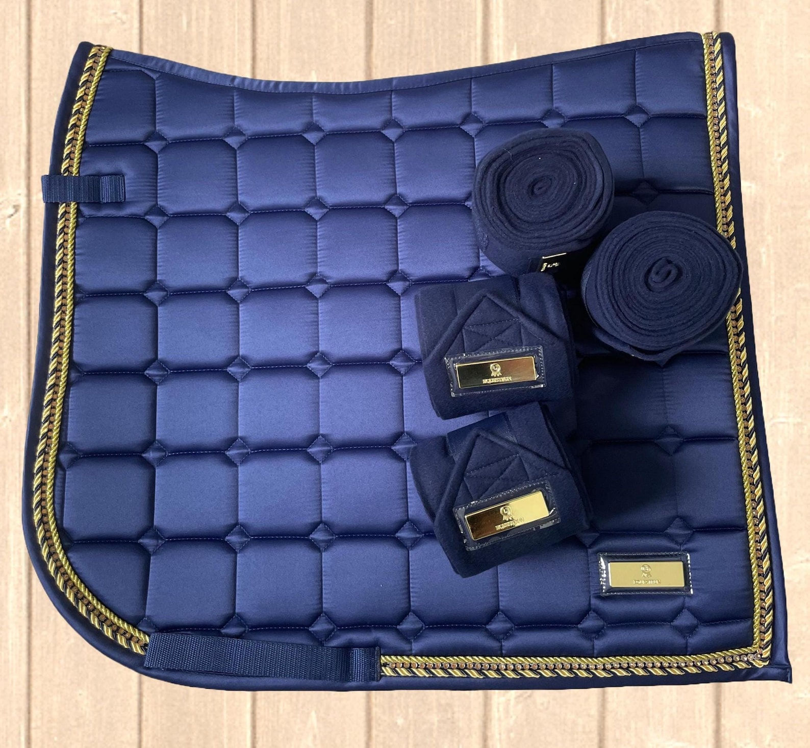 Saddlepad English | Dressage | Gold Blue Navy Crystal | Matching Set ...