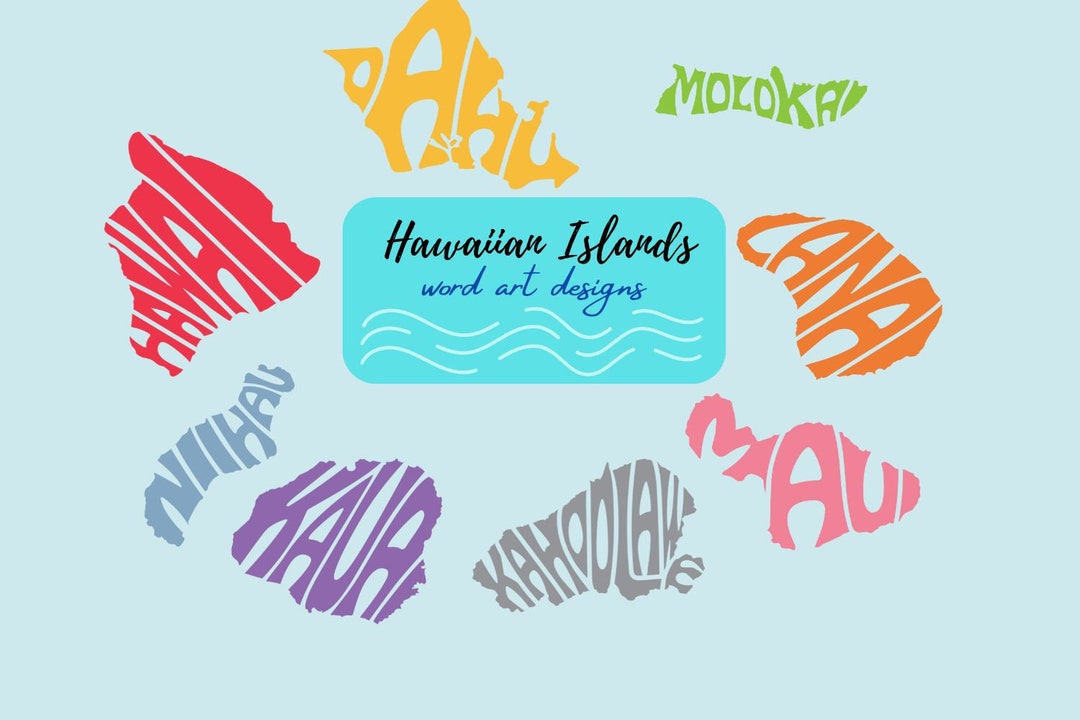 Hawaiian Islands Word Art SVG Bundle - Etsy