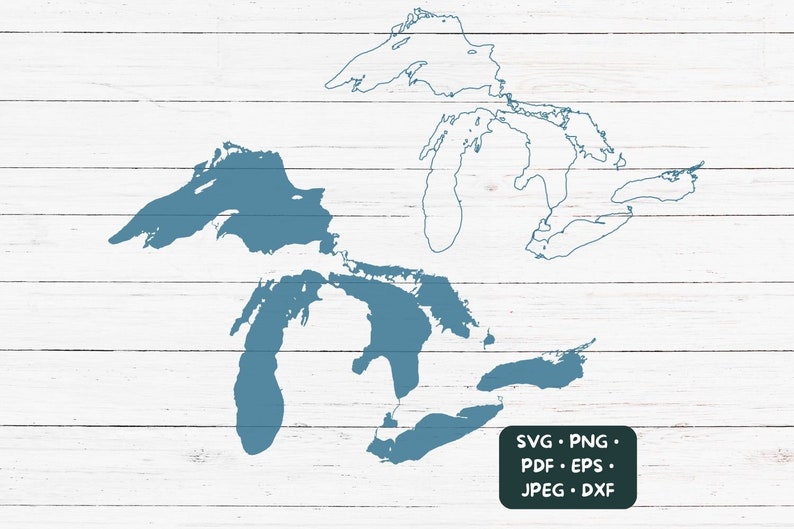 Great Lakes Outline Map SVG Cut File - Etsy