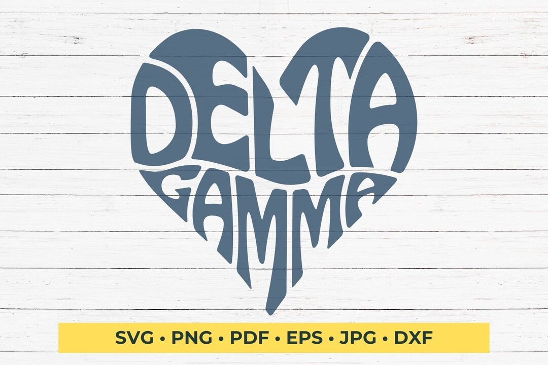 Delta Gamma Typography in Heart Shape SVG - Etsy