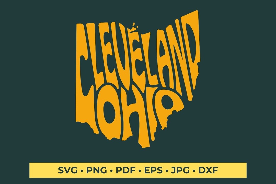 Cleveland Ohio Word Art in State Shape SVG Cut File - Etsy
