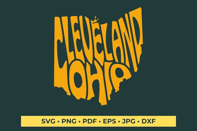 Cleveland Ohio Word Art in State Shape SVG Cut File - Etsy