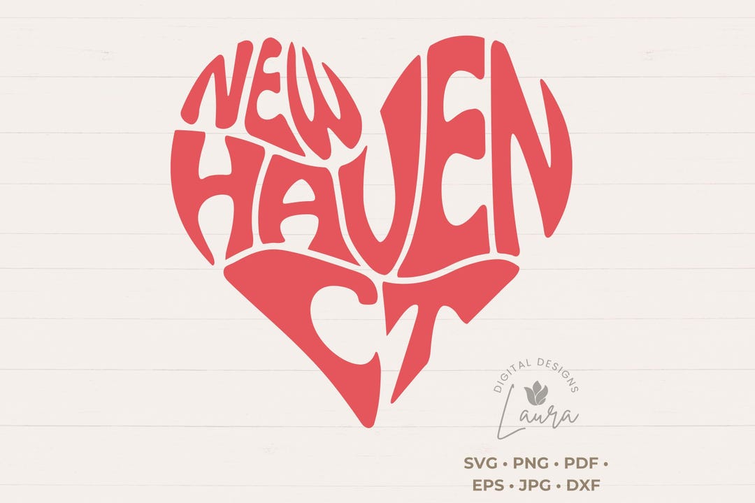 New Haven CT Word Art Heart SVG - Etsy