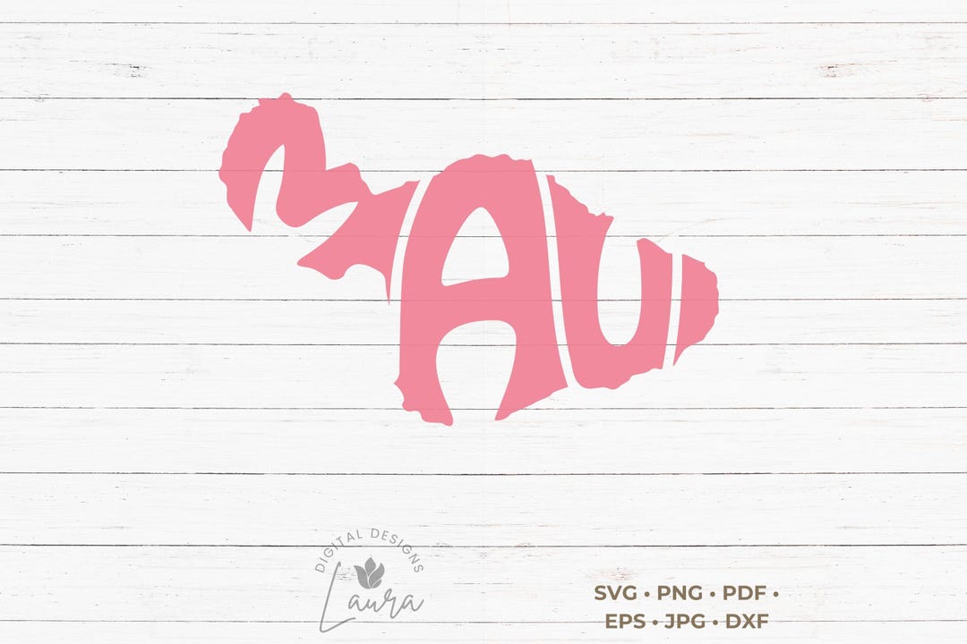 Maui Typography in Island Shape SVG - Etsy