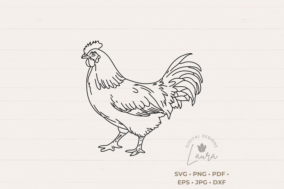Hen Chicken Line Art SVG PNG - Etsy