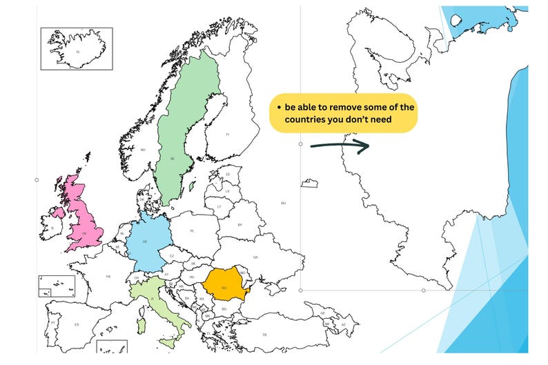 Europe Editable Map | Powerpoint Template - Etsy