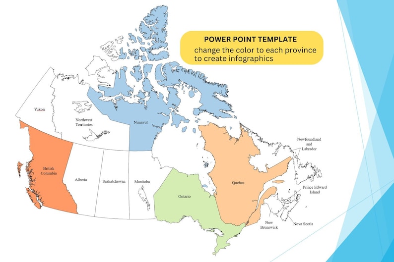 Canada Provinces Editable Map | Powerpoint Template - Etsy