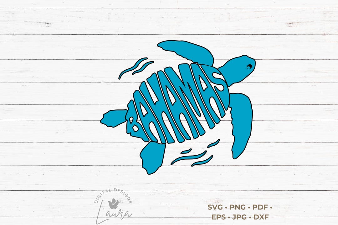 Bahamas Word Art in a Sea Turtle Shape SVG Cut File - Etsy