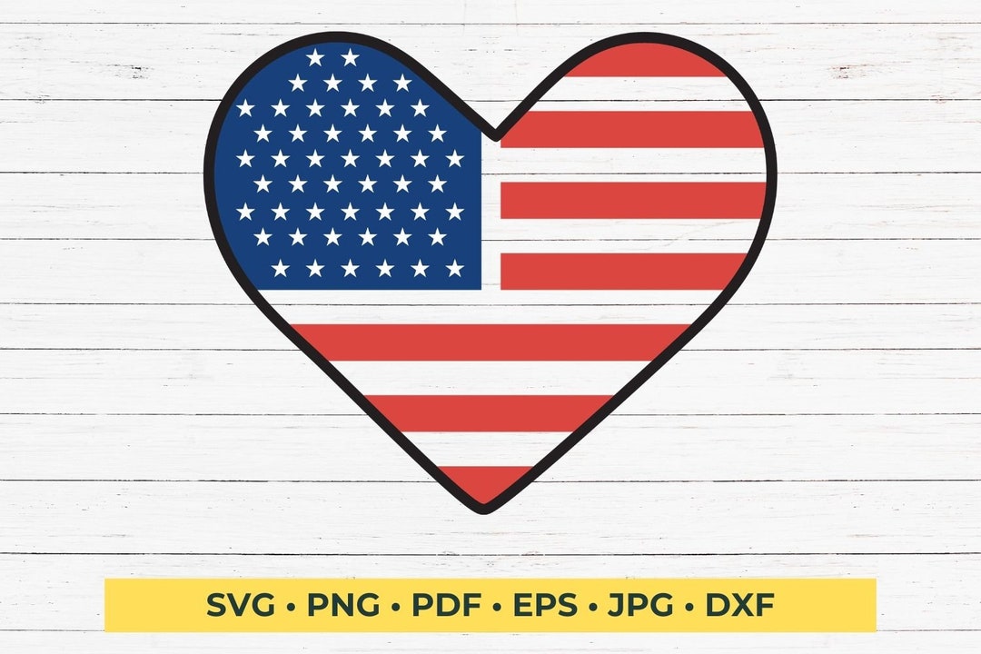 US Flag Heart Shape SVG Cut File - Etsy