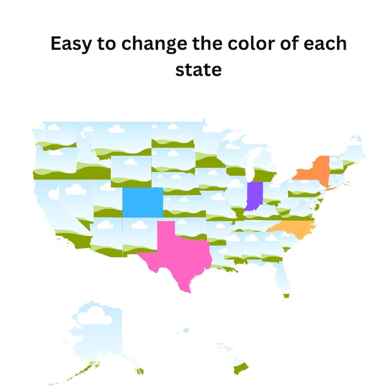 Editable USA Flat Map With States Canva Frame - Etsy Australia