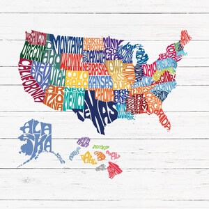 USA SVG Bundle | 50 States Word Art | American Map PNG | State Shape ...