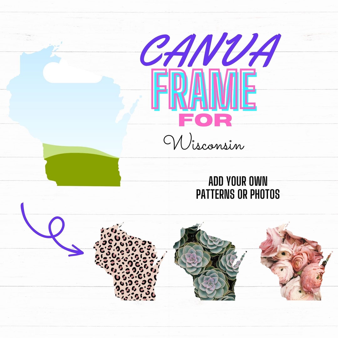 Wisconsin Canva Frame Digital Template - Etsy