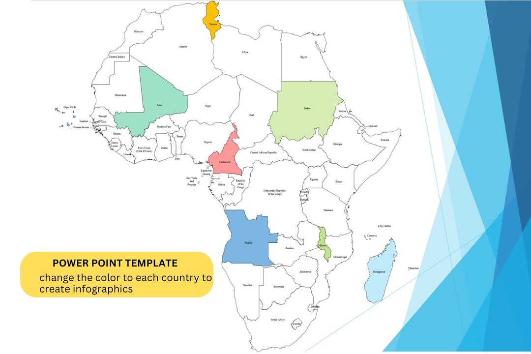 Africa Editable Map | Powerpoint Template - Etsy