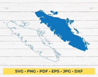 Vancouver Island Filled and Outline Map SVG Cut File - Etsy