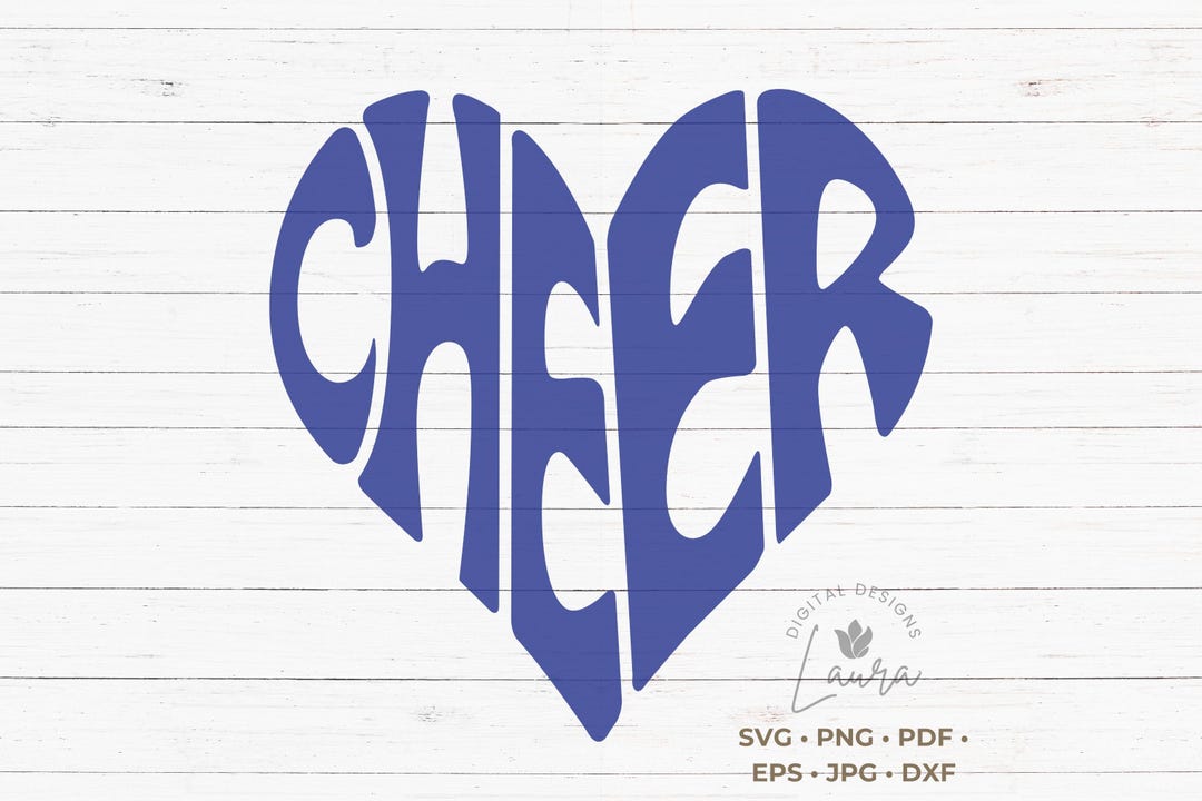 Cheer Heart Word Art SVG Cut File - Etsy