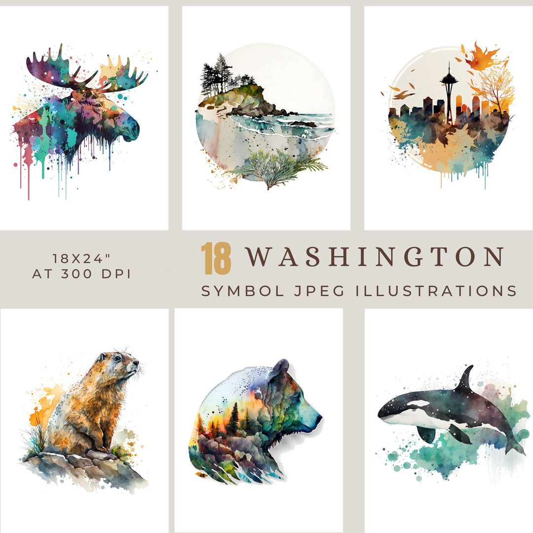 Washington Symbol Illustrations | 18 Jpeg Files - Etsy