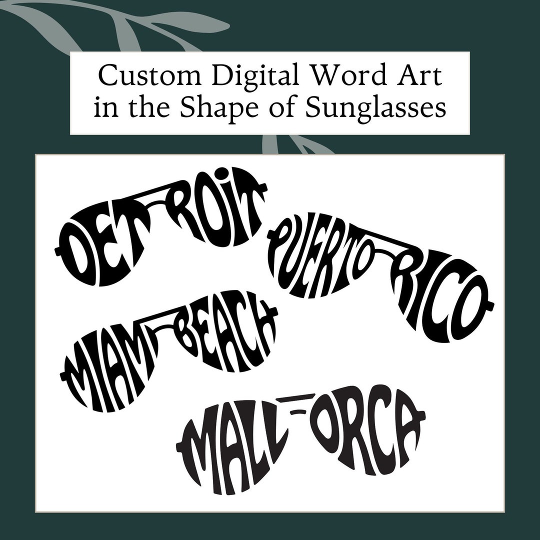 Custom Word Art Design in the Shape of Sunglasses - Etsy