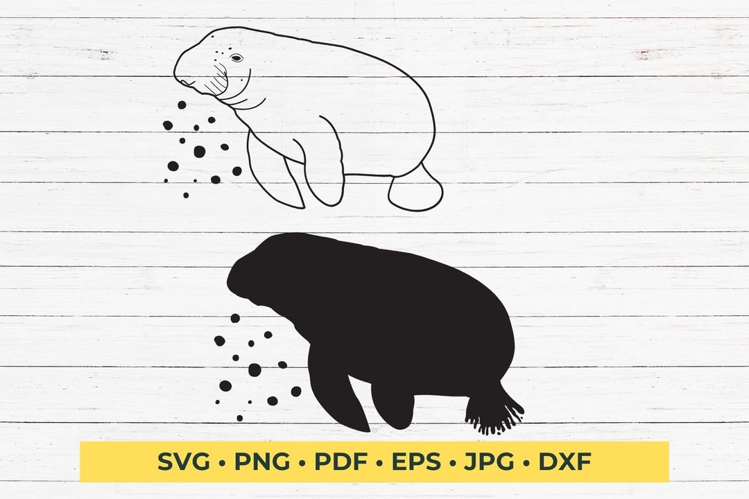 Manatee Outline & Filled SVG Cut File - Etsy