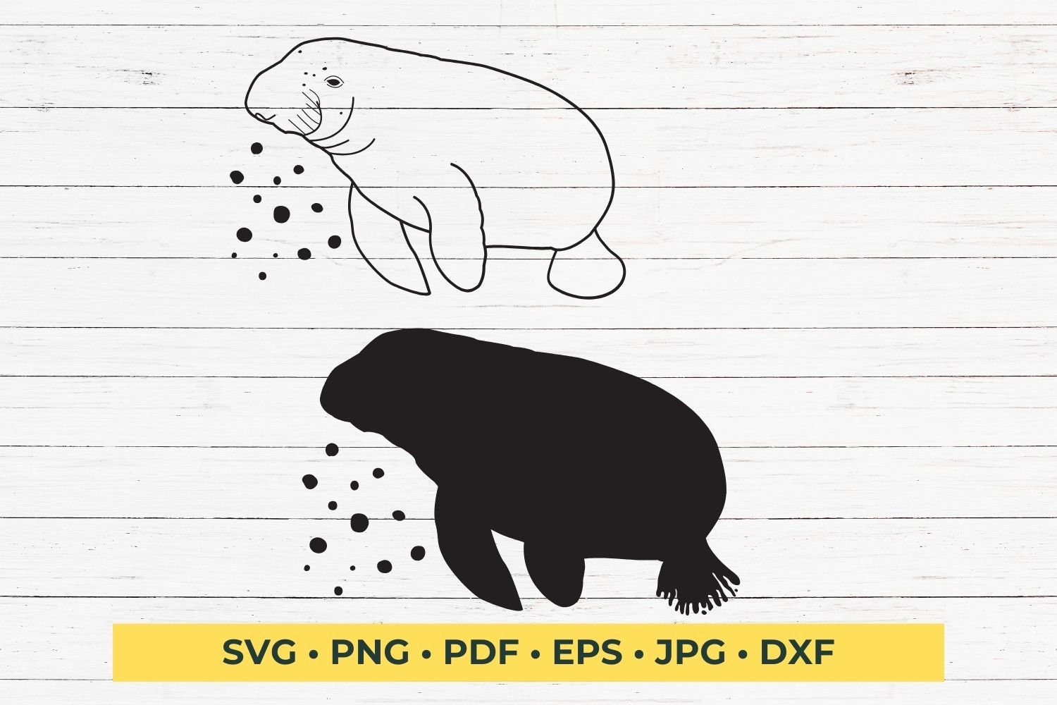 Manatee Outline & Filled SVG Cut File - Etsy