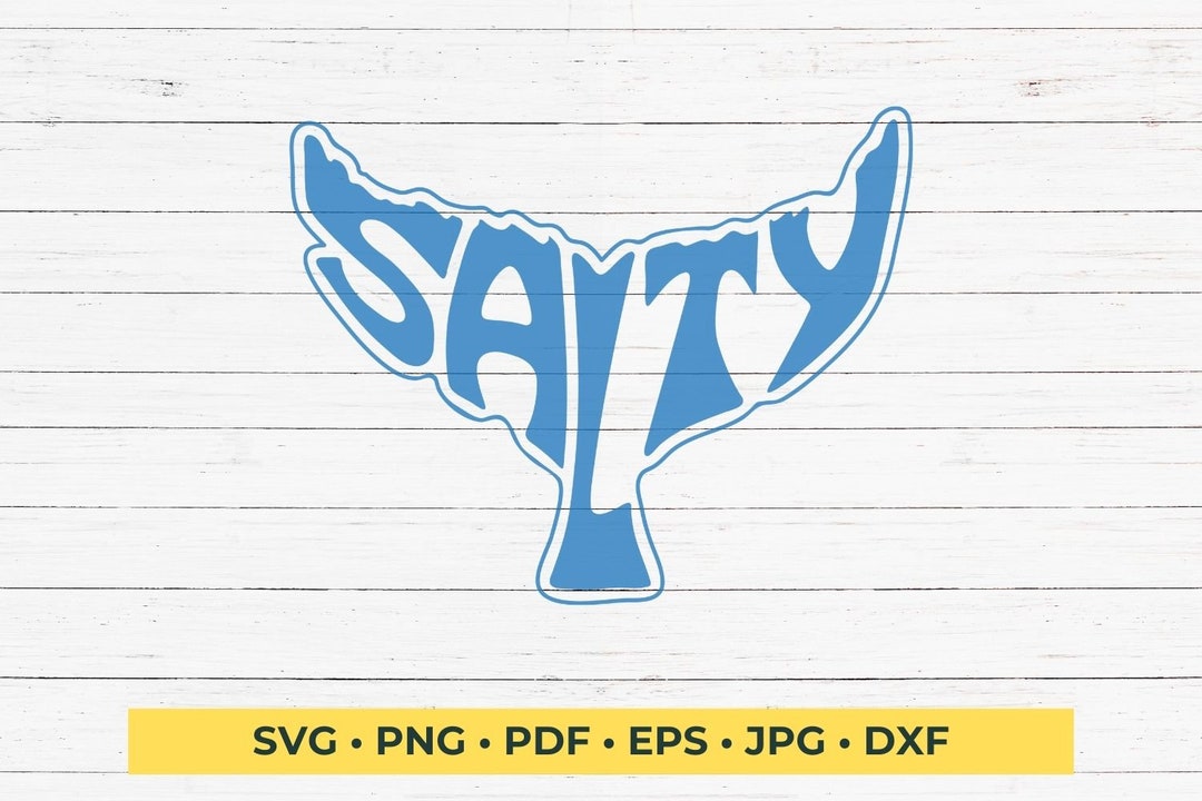 Salty Word Art in a Fish Tail Shape SVG Cut File - Etsy