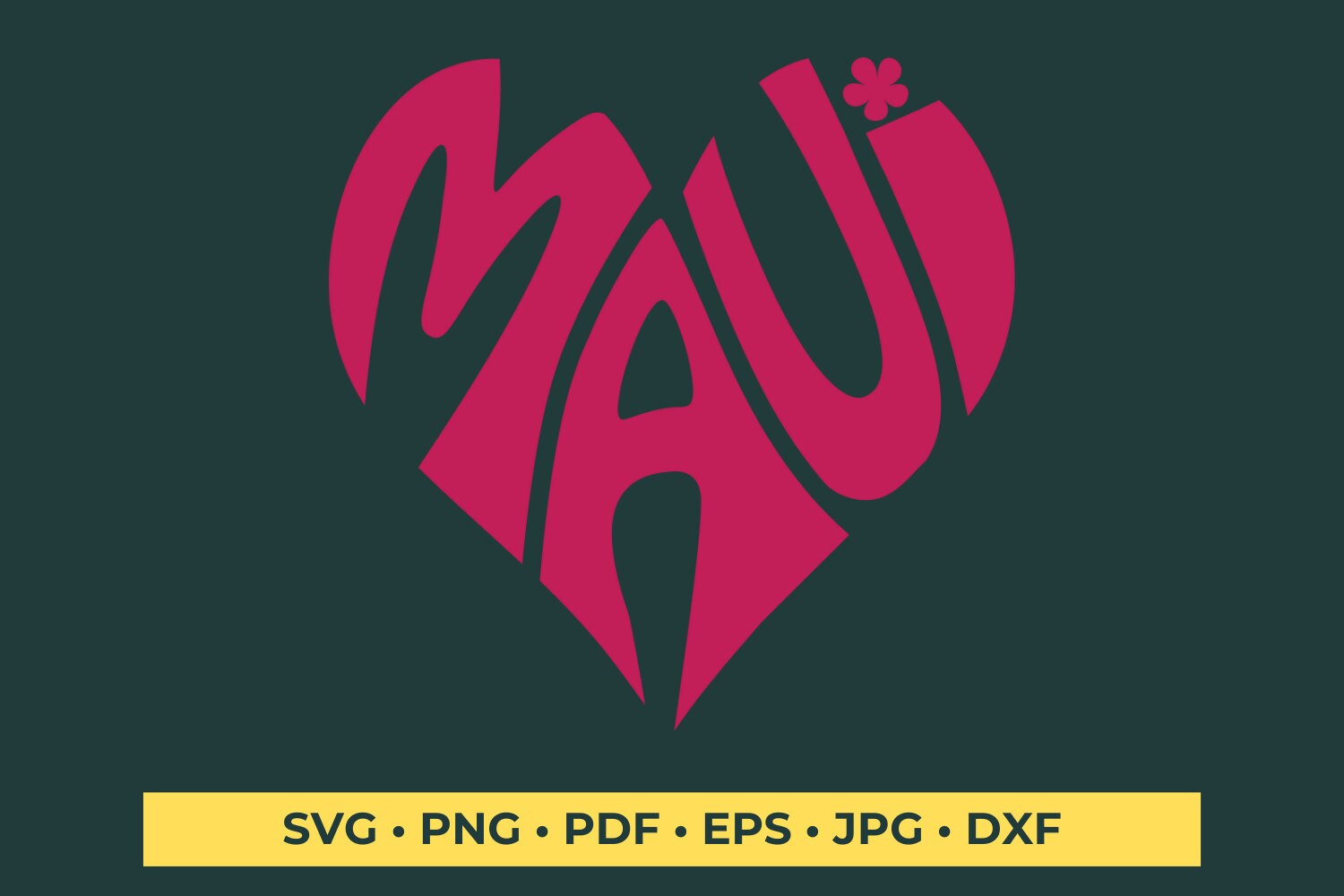 Maui Typography in Heart Shape SVG - Etsy