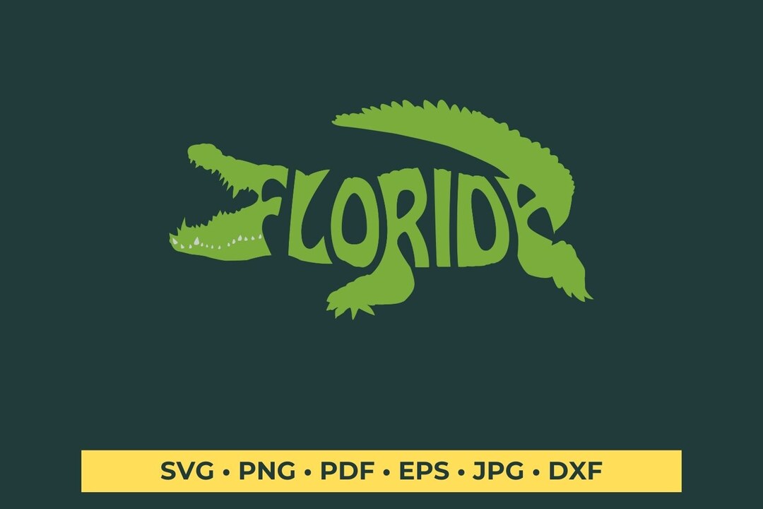 Florida Word Art in Alligator Shape SVG Cut File - Etsy