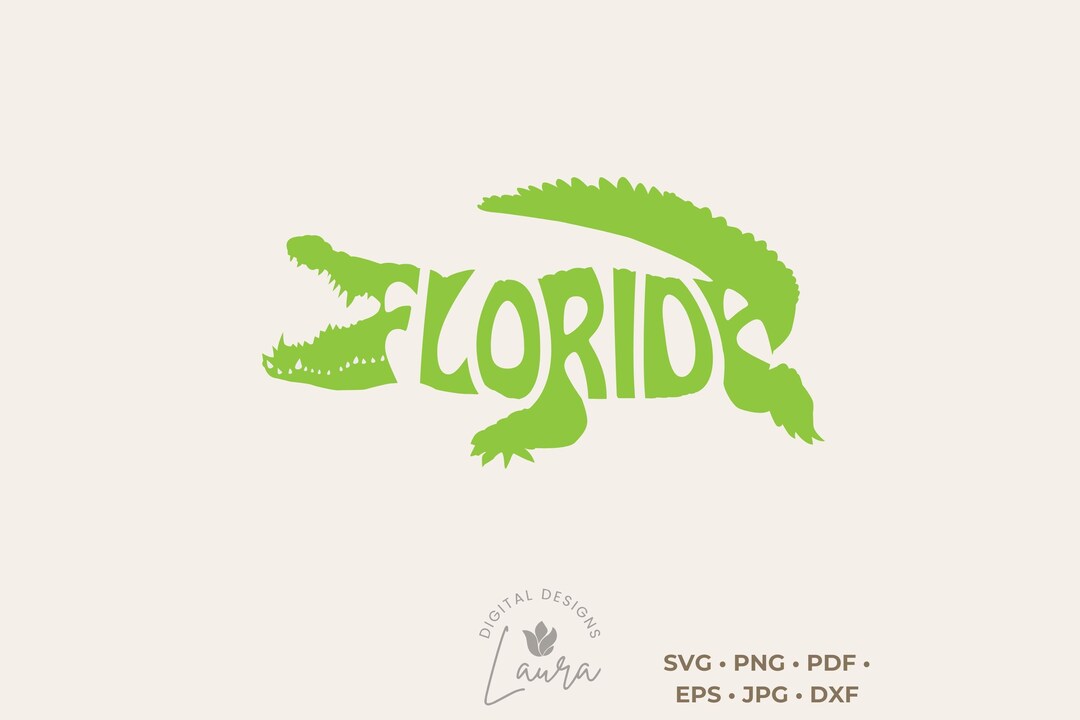 Florida Word Art in Alligator Shape SVG Cut File - Etsy