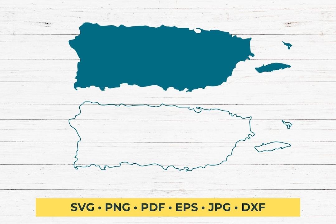 Puerto Rico SVG Cut File, Outline Map, Stencil Map - Etsy