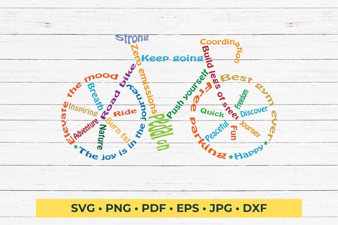 Bicycle Road Bike With Words SVG Cut File - Etsy