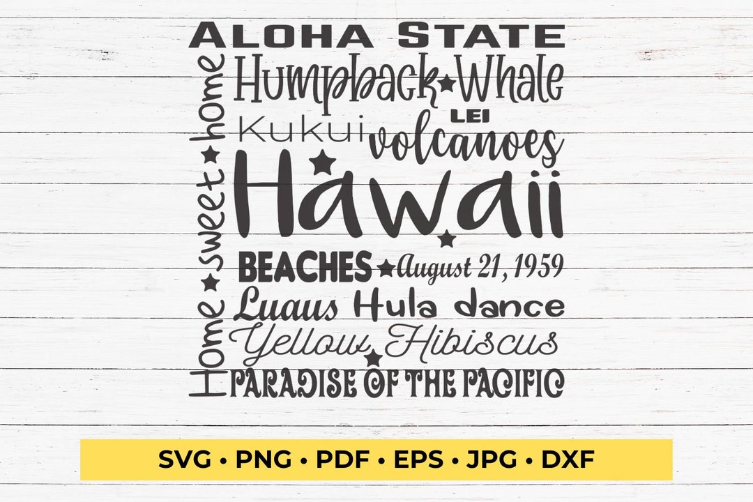 Hawaii SVG Cut File Square Typography - Etsy