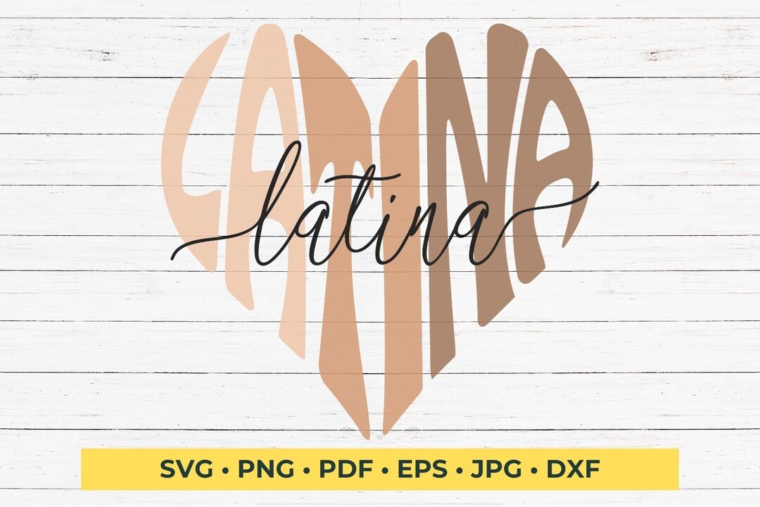 Latina Typography Heart Shape SVG Cut File - Etsy