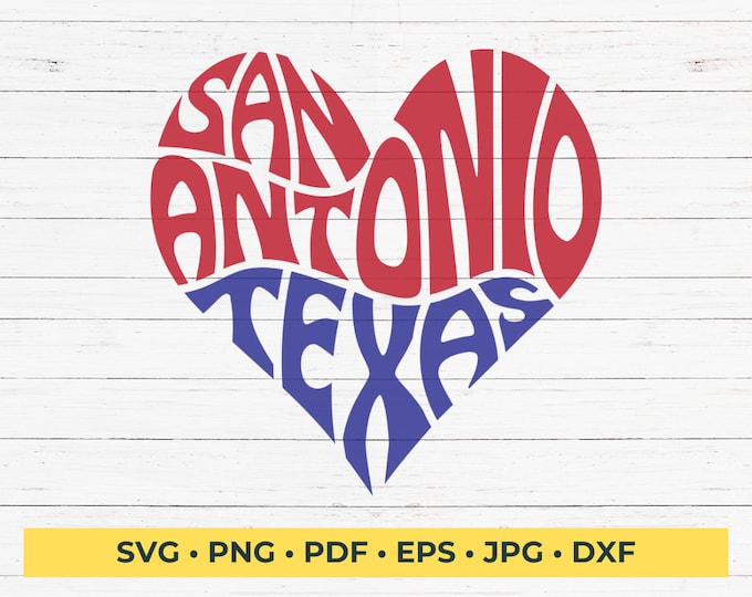 San Antonio Texas Typography Heart Shape SVG Cut File - Etsy