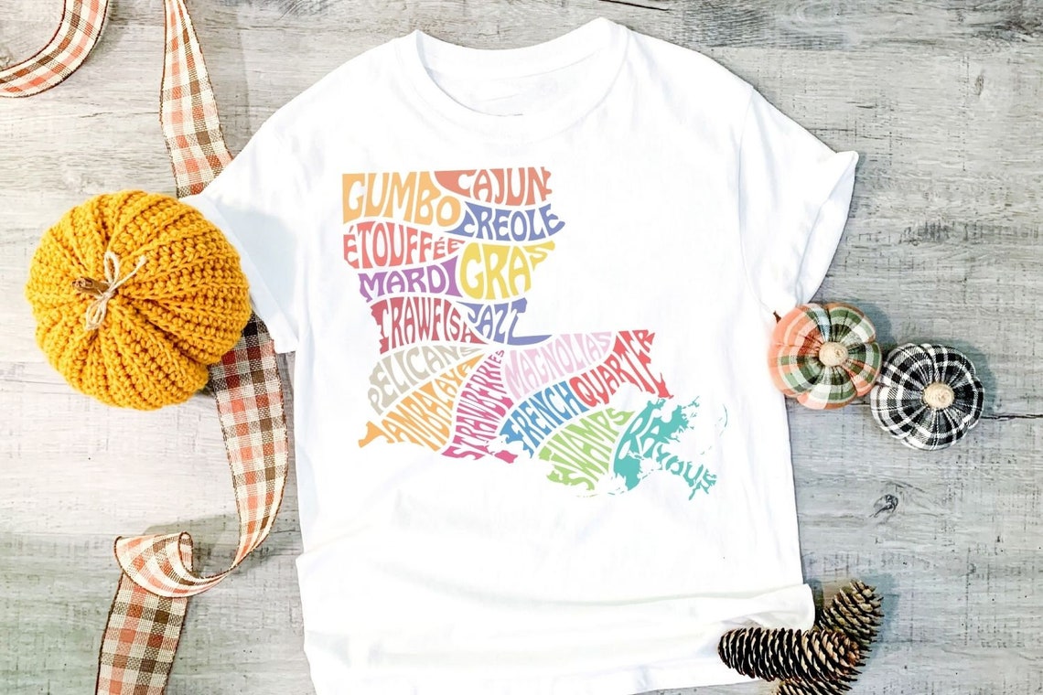 Louisiana Words Characteristics Map Shape SVG Cut File - Etsy