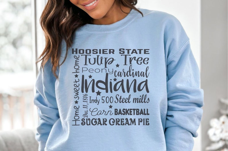 State of Indiana SVG Cut File Square Typography - Etsy