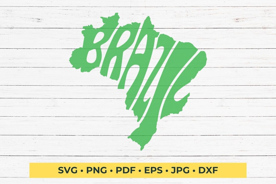 Brazil Word Art in Map Shape SVG Cut File - Etsy