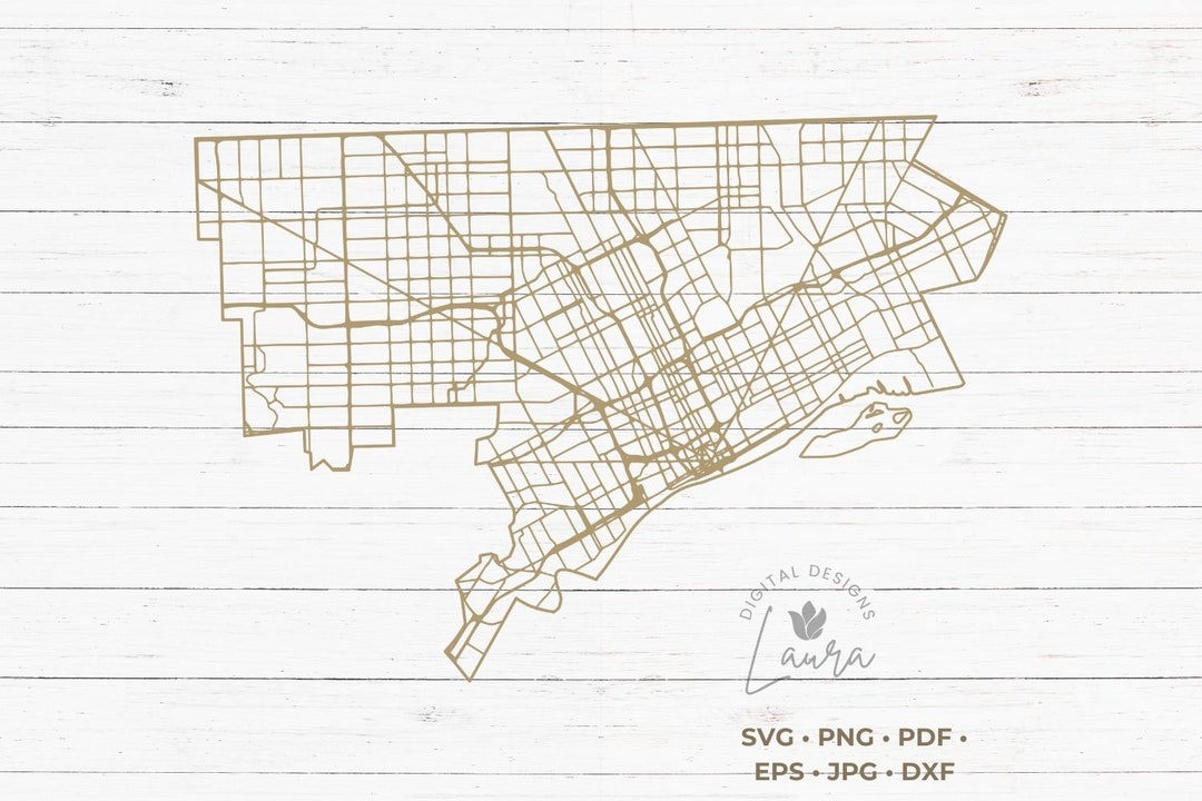 Detroit Michigan City Road Map SVG PNG - Etsy